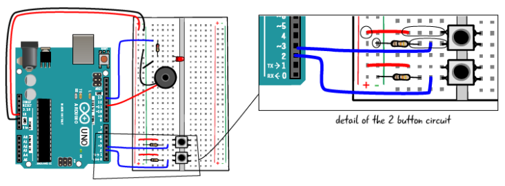 Chapter 5: Add two more buttons and adjust the code | Arduino to Go